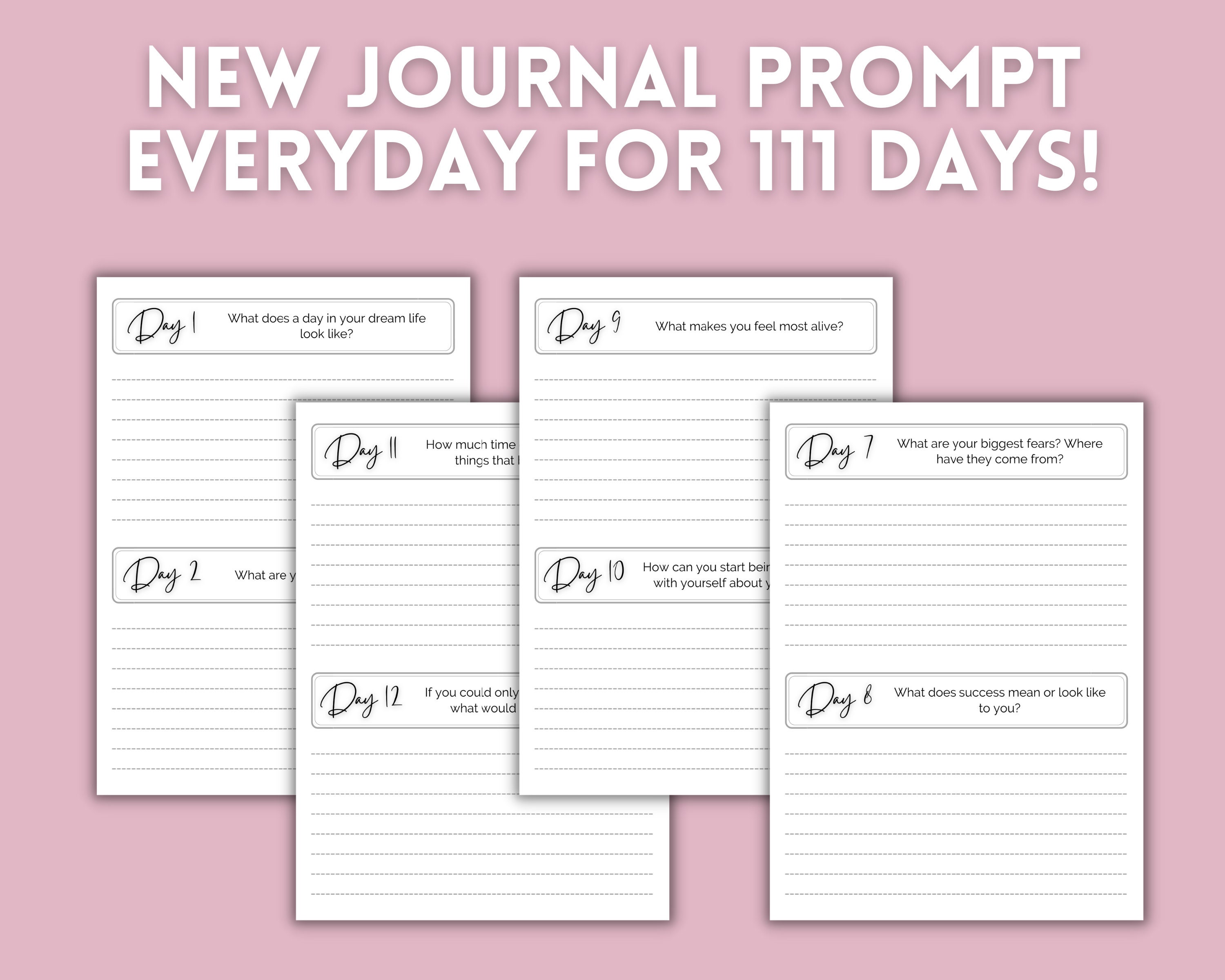 Beginner Journal Guide | Guided Digital Journal | 111 Daily Journaling ...