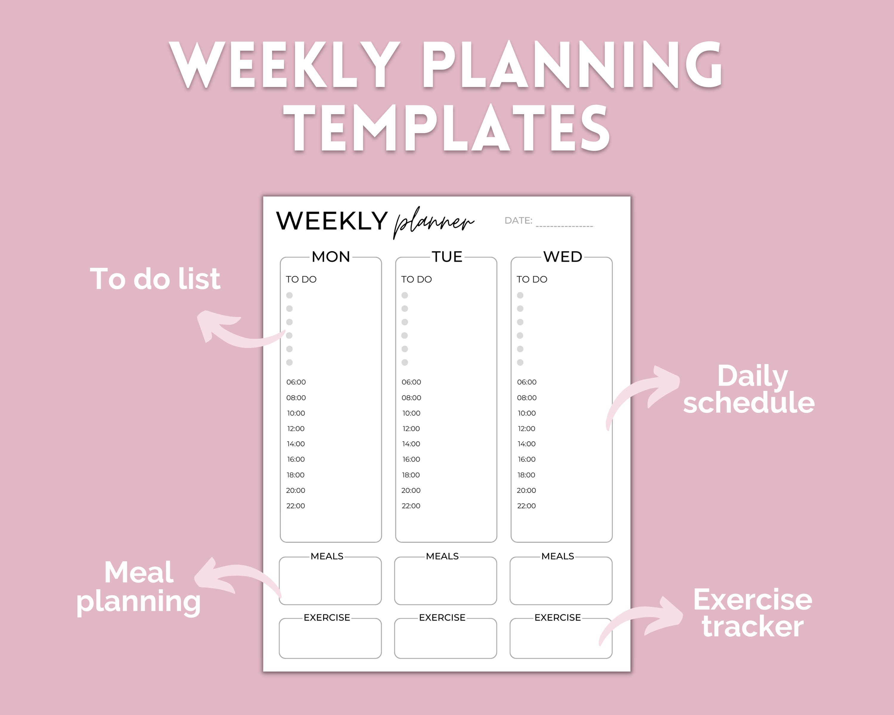 Printable Weekly Planner Template | Digital Download Template | Simple ...