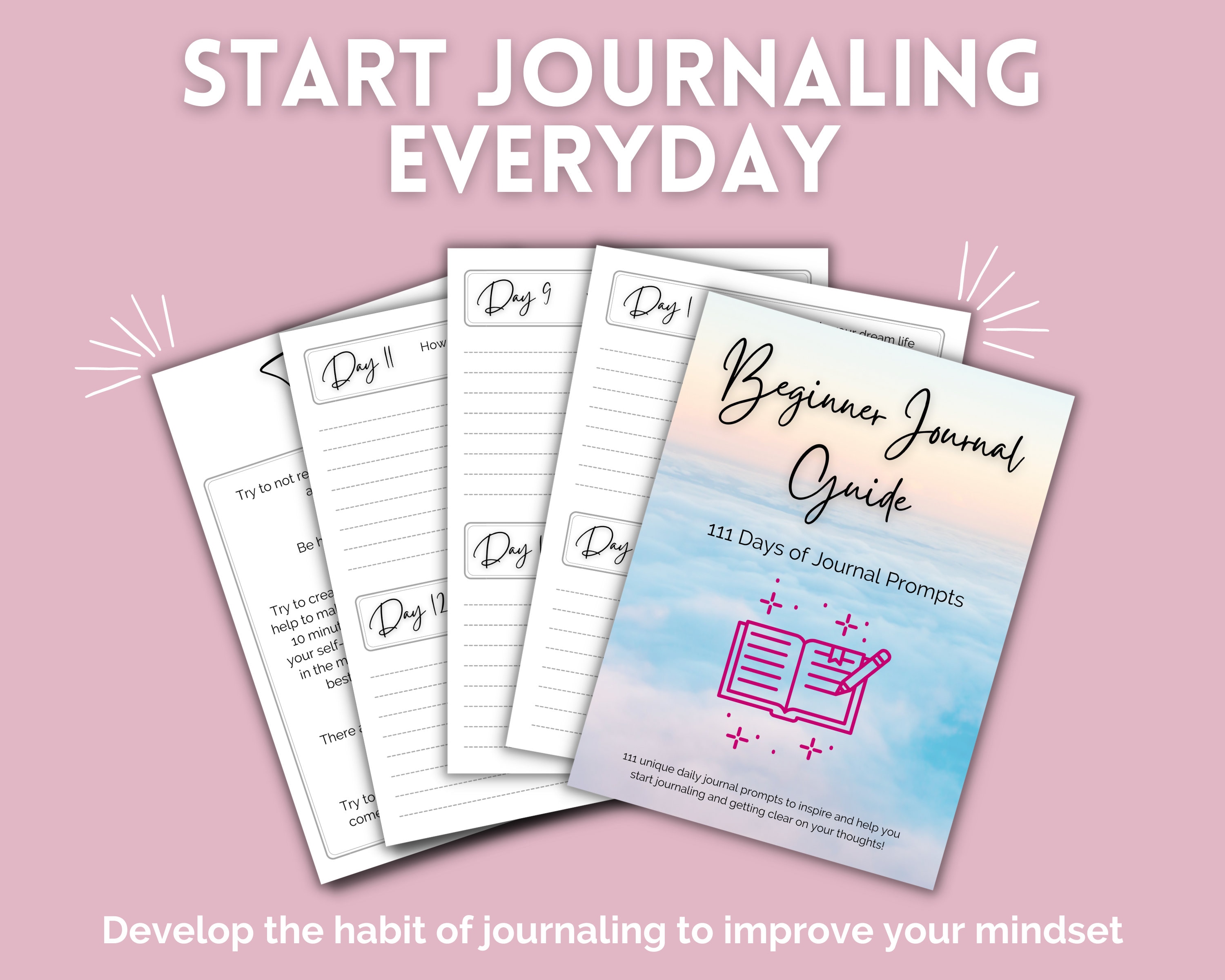 Beginner Journal Guide | Guided Digital Journal | 111 Daily Journaling ...