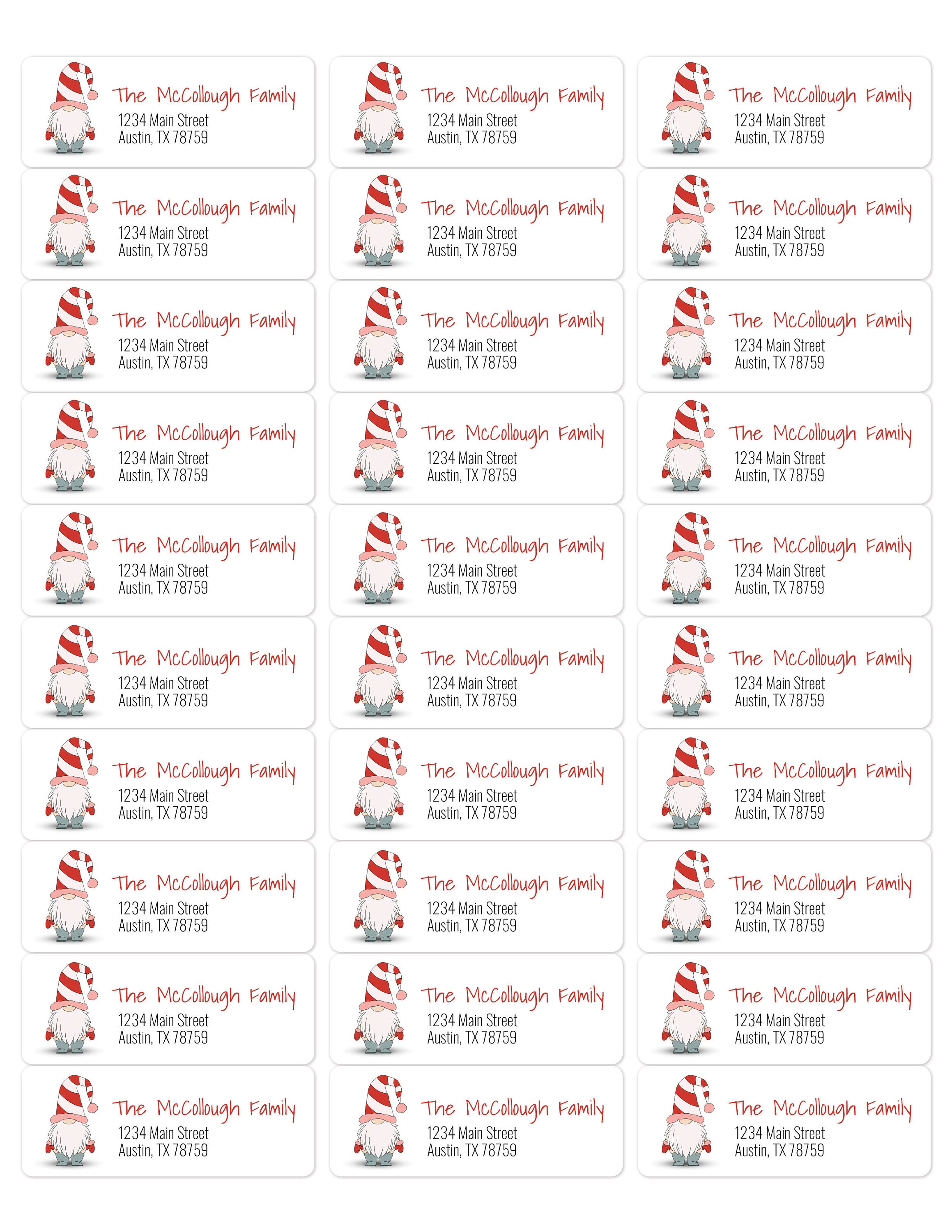 Printable Christmas Return Address Labels, Christmas Return Labels ...