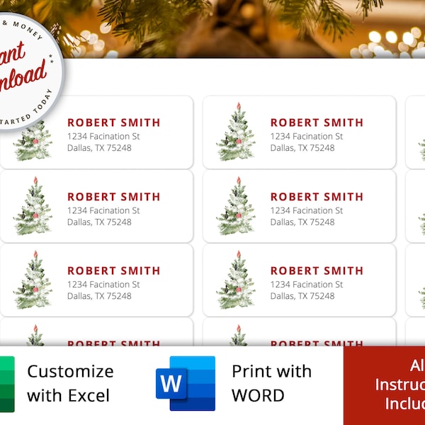 Christmas Address Labels Printable - Etsy