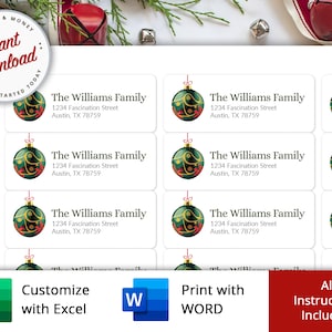 Printable Christmas Return Address Labels, Christmas Return Labels ...