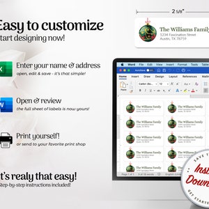 Printable Christmas Return Address Labels Template (excel & Word) - Etsy