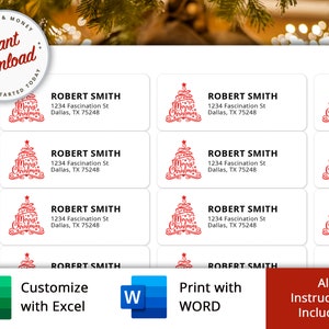 Printable Christmas Return Address Labels Template (digital Download ...