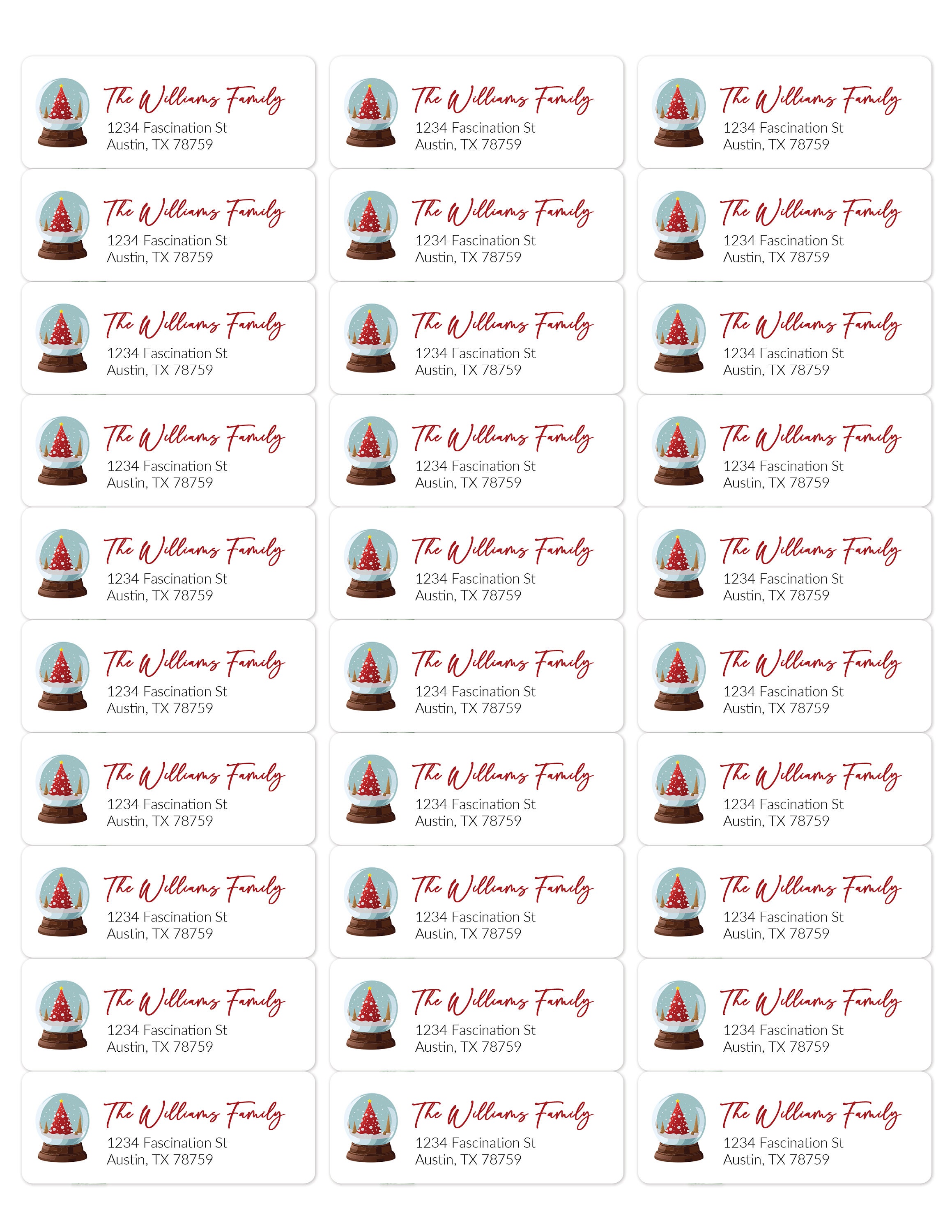 Printable Christmas Return Address Labels, Excel Template (digital ...