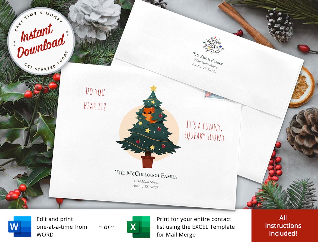 Christmas Envelope Template, Printable, Digital Download, Instant ...