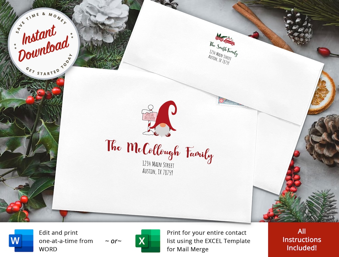 Christmas Envelope Template, Printable, Digital Download, Instant ...