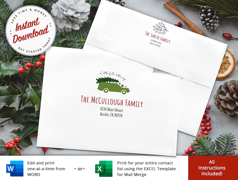 Christmas Envelope Template, Printable, Digital Download, Instant ...