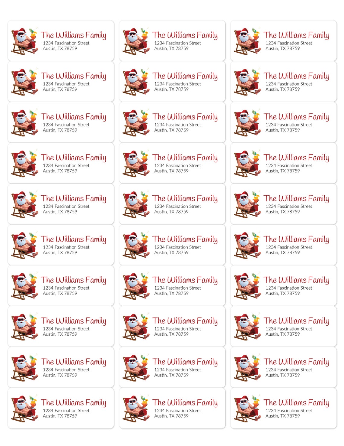 Printable Christmas Return Address Labels, Christmas Return Labels ...