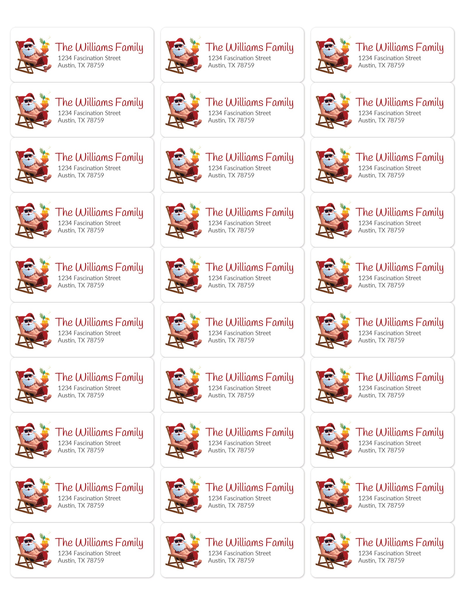 Printable Christmas Return Address Labels, Christmas Return Labels ...