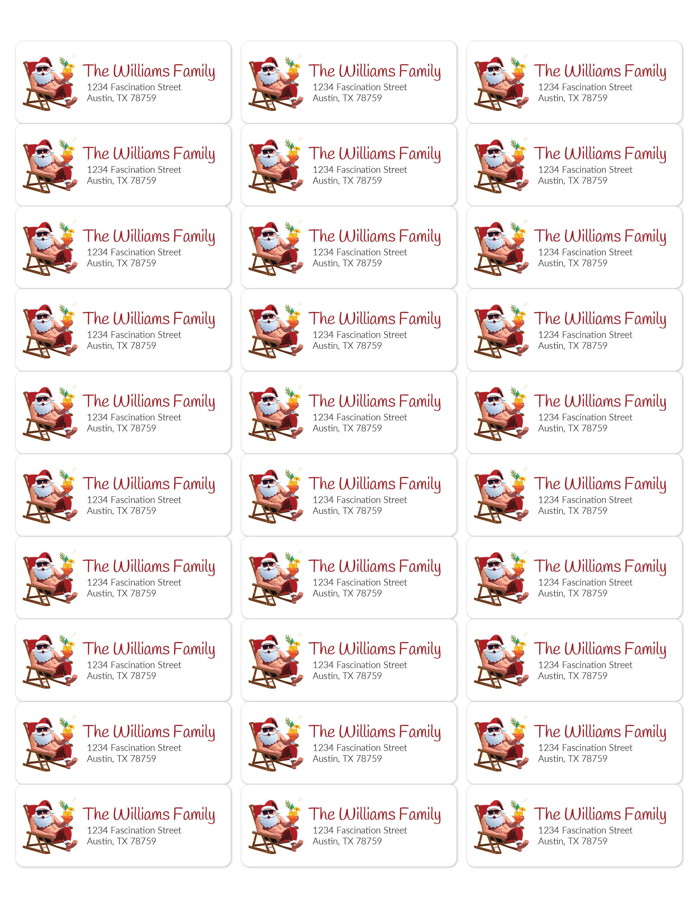 Printable Christmas Return Address Labels, Christmas Return Labels ...