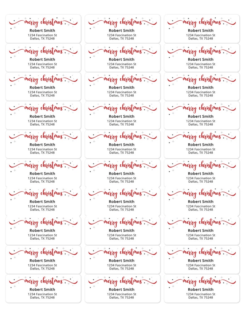 Printable Christmas Return Address Labels, Christmas Return Labels ...