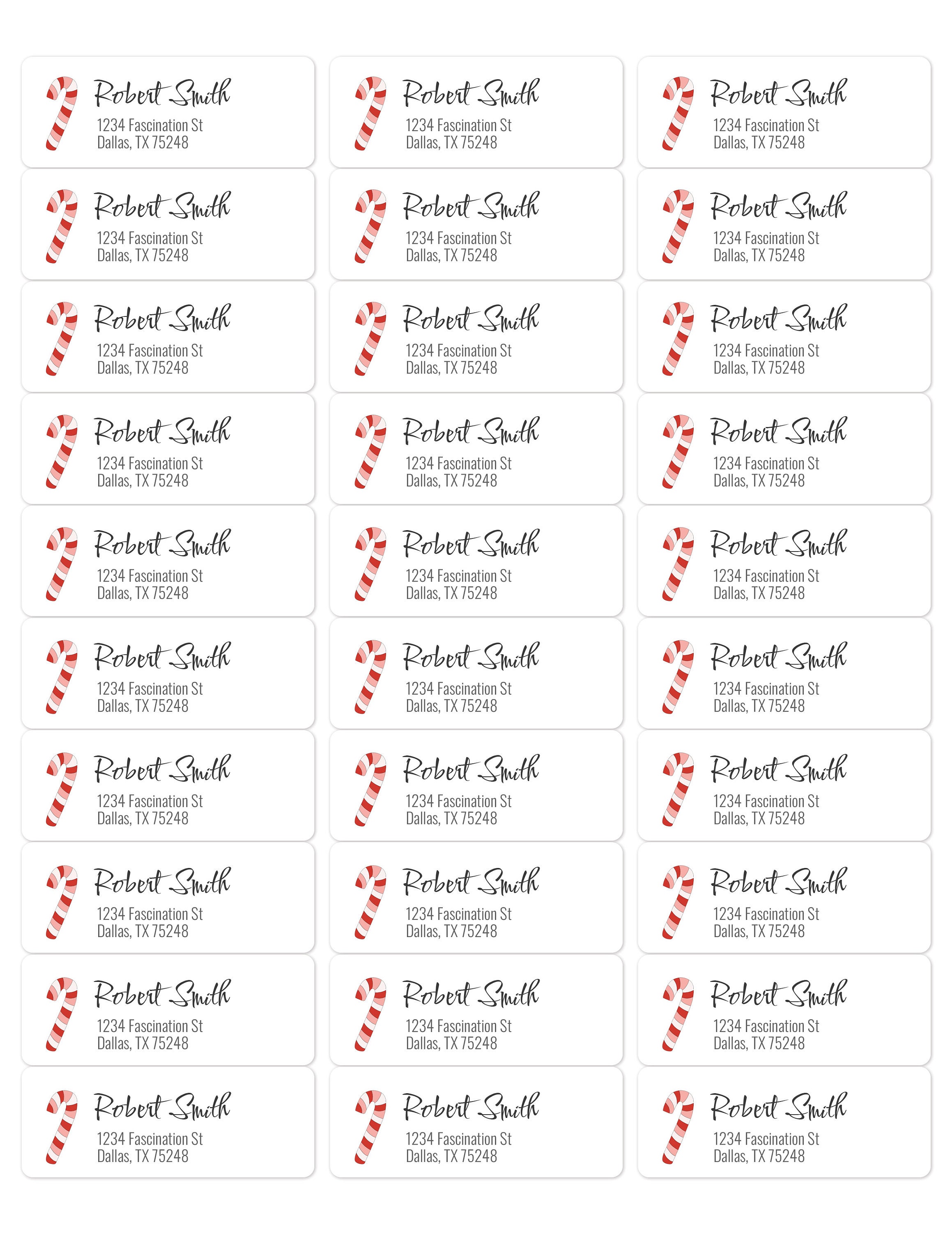 Printable Christmas Return Address Labels, Christmas Return Labels ...