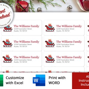 Printable Christmas Return Address Labels, Christmas Return Labels ...