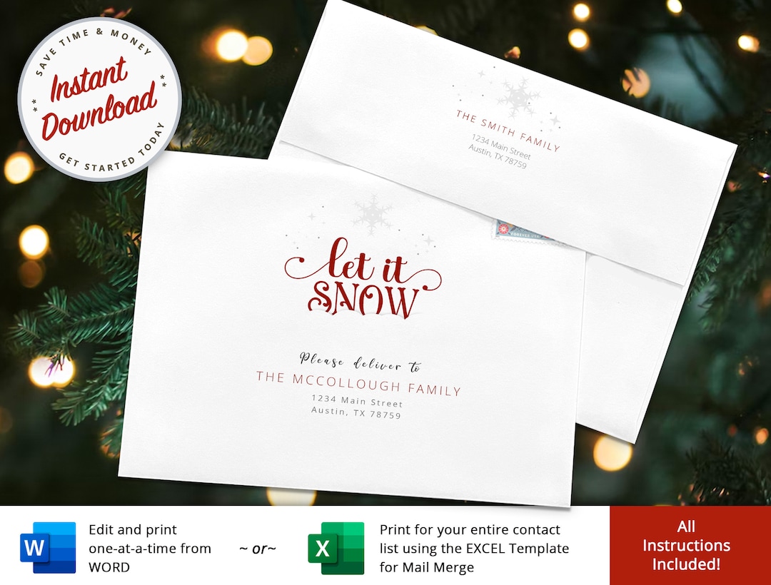 Editable Christmas Envelope Template, Printable, Digital Download ...