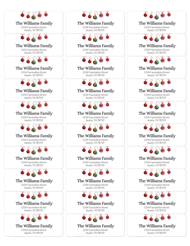 Printable Christmas Return Address Labels, Christmas Return Labels ...