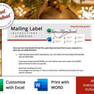 Printable Christmas Return Address Labels, Mail Merge Template (2 5/8 ...
