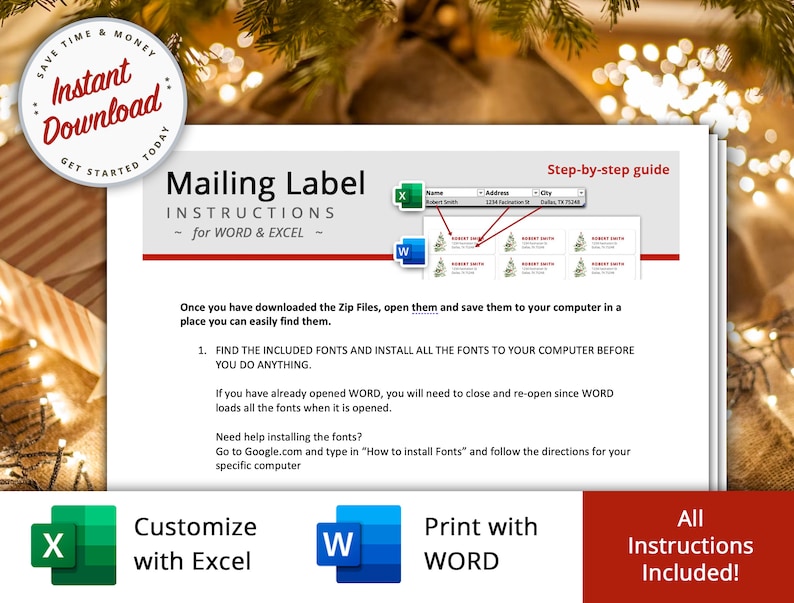 Printable Christmas Return Address Labels, Christmas Return Labels ...