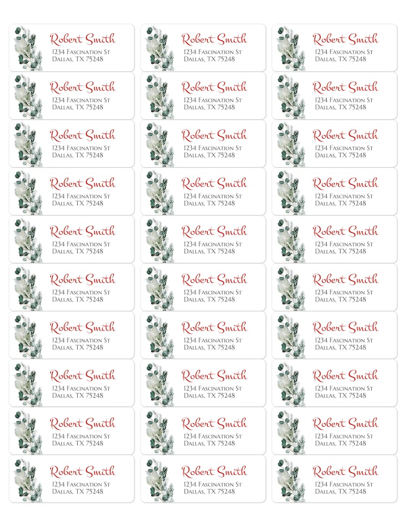 Printable Christmas Return Address Labels, Christmas Return Labels ...