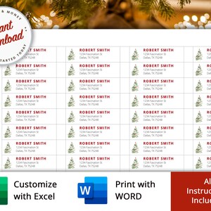 Printable Christmas Return Address Labels, Christmas Return Labels ...