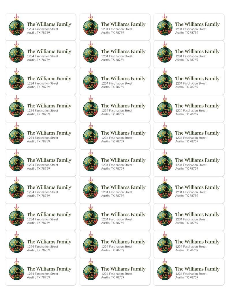 Printable Christmas Return Address Labels Template (excel & Word) - Etsy