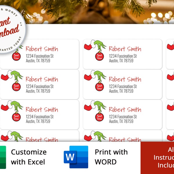Grinch Labels - Etsy