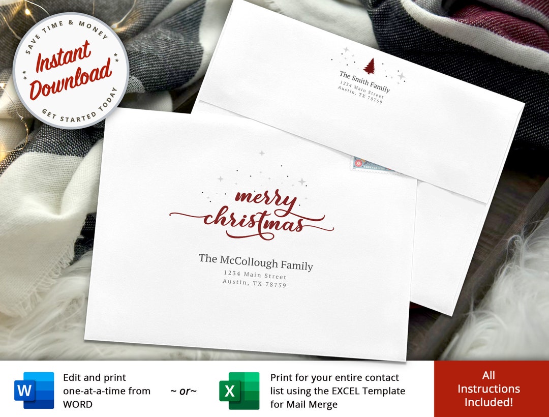 Christmas Envelope Template, Printable, Digital Download, Instant ...