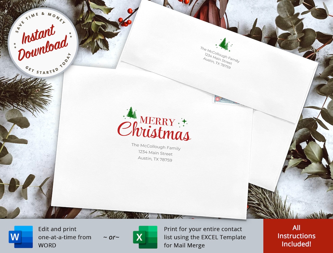 Editable Christmas Envelope Template, Printable, Digital Download ...