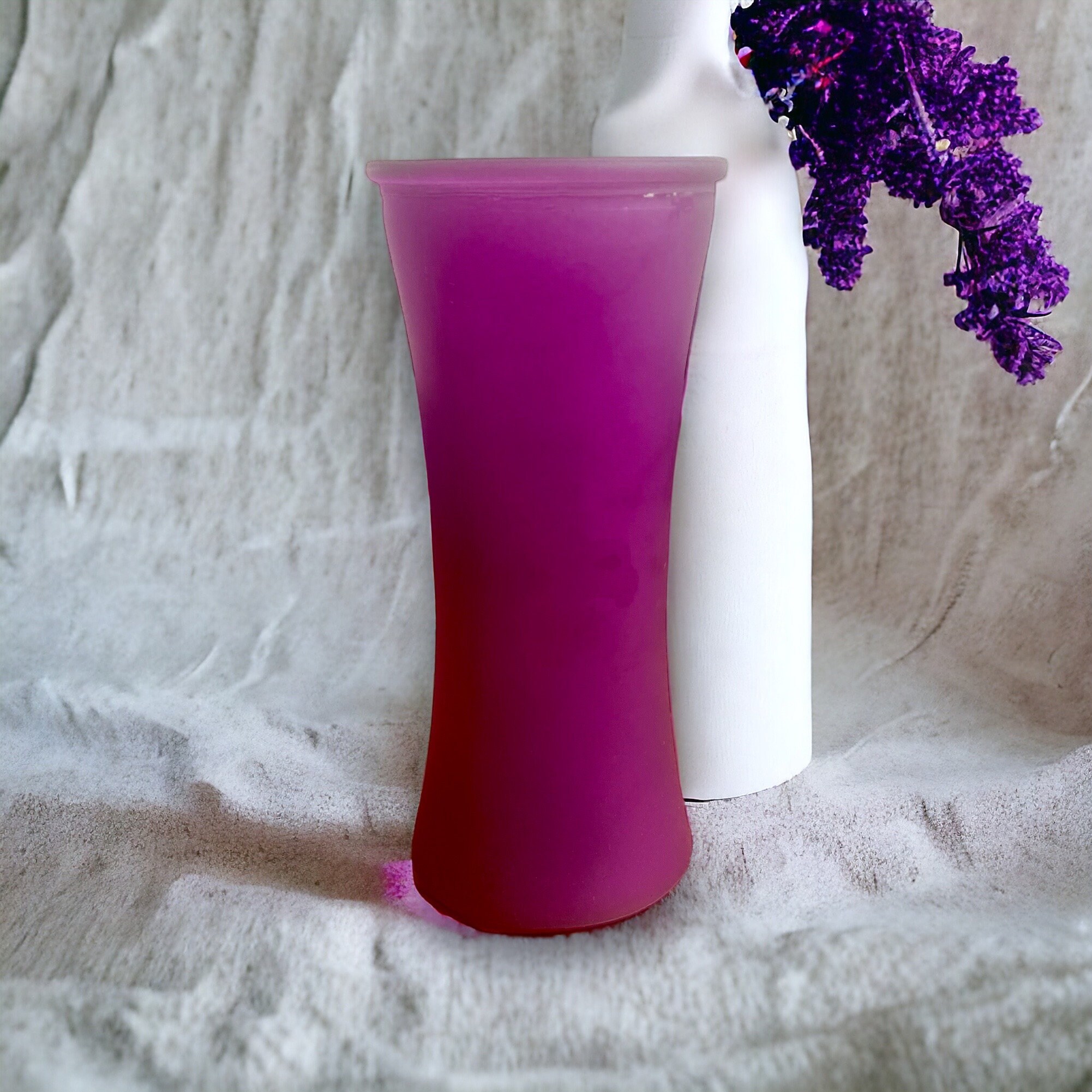 Purple Vintage Glass Vase Set of 2 80s & 90s Retro Vase, Matte Purple ...