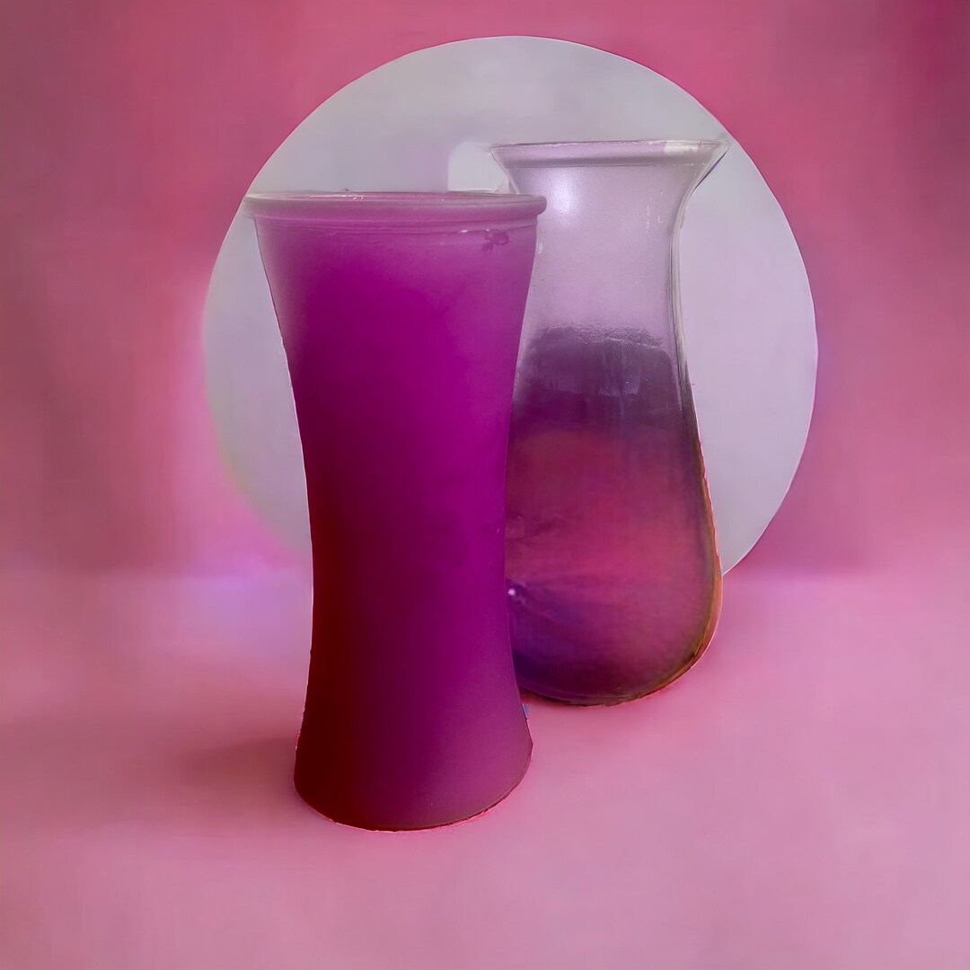 Purple Vintage Glass Vase Set of 2 80s & 90s Retro Vase, Matte Purple ...