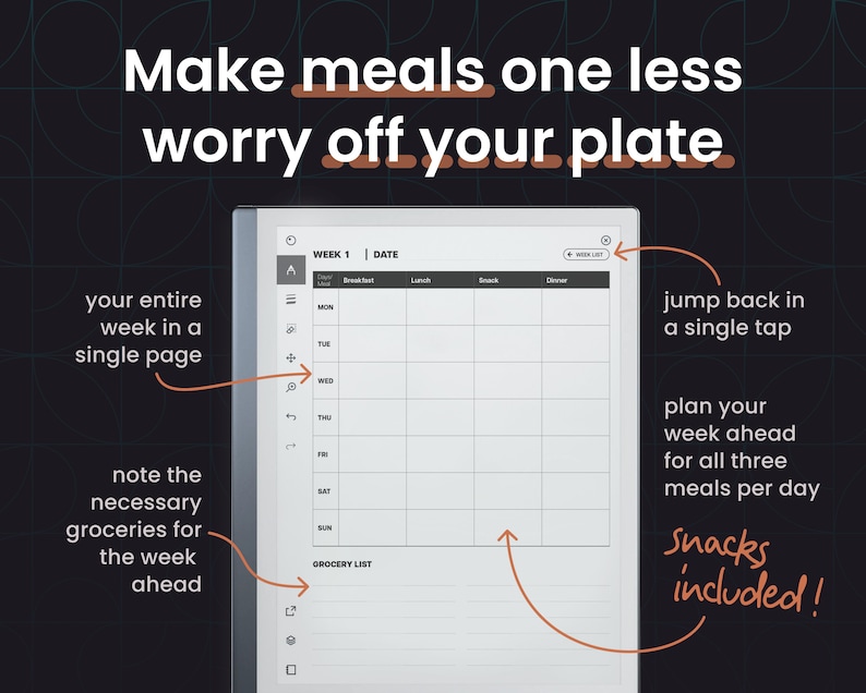 Remarkable 2 Weekly Planner Bundle, Hyperlinked Productivity & Meal ...