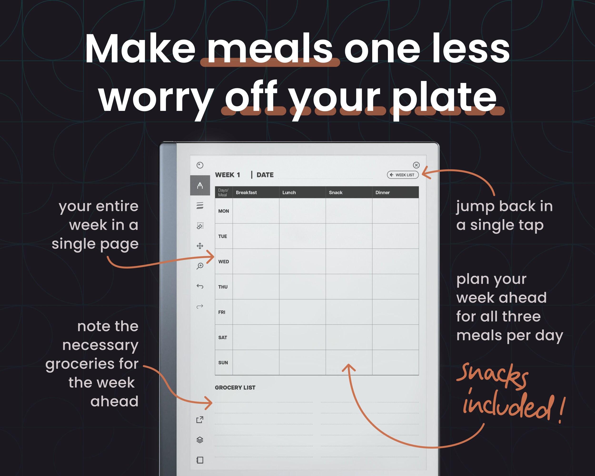 Remarkable 2 Weekly Planner Bundle, Hyperlinked Productivity & Meal ...