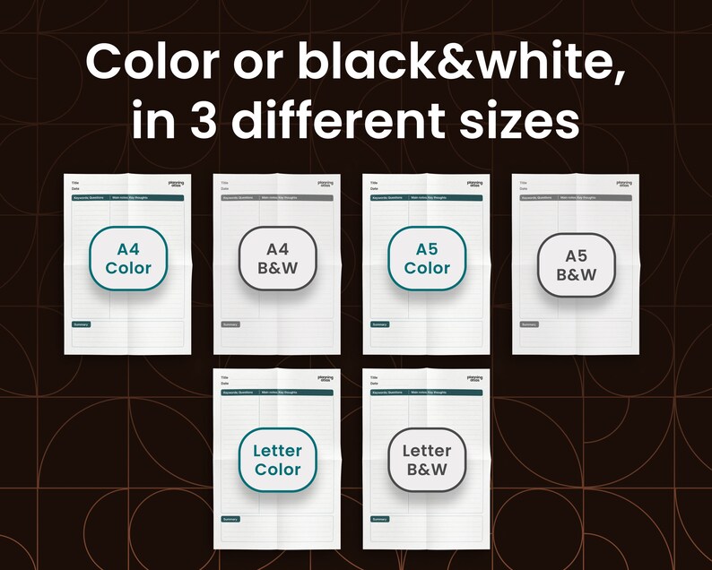 Printable Cornell Notes | A4, A5 & Letter Format | Black and White, and ...