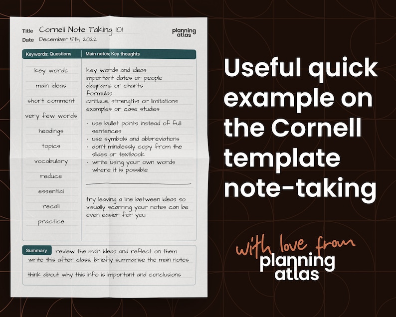 Printable Cornell Notes | A4, A5 & Letter Format | Black and White, and ...