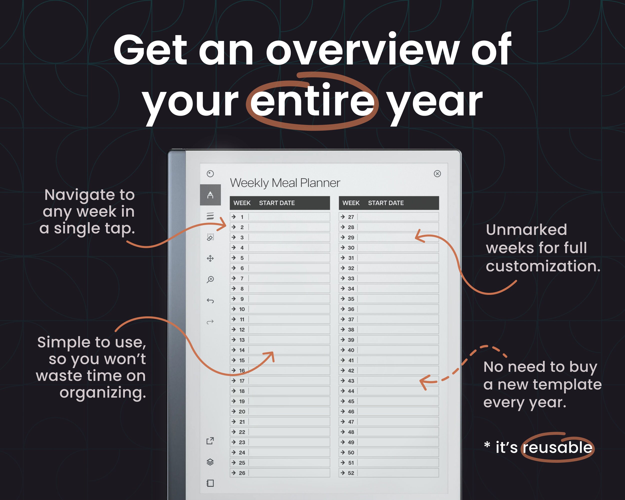 Remarkable 2 Weekly Planner Bundle, Hyperlinked Productivity & Meal ...