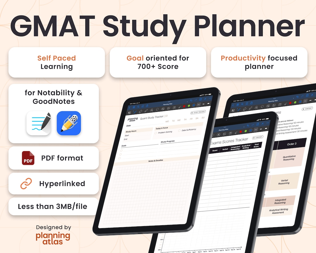 GMAT Exam Study Guide and MBA Planner for Goodnotes & Notability - Etsy