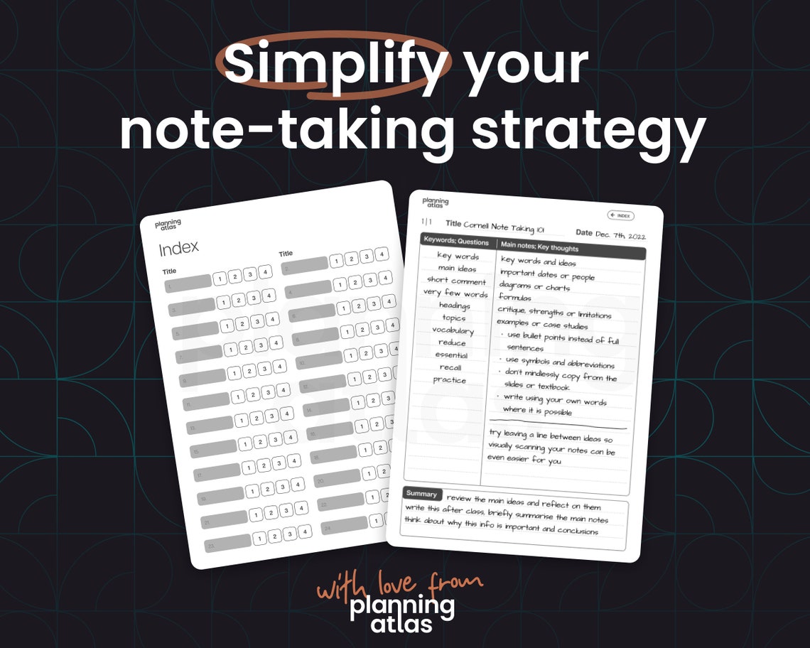 Remarkable Cornell Notes Notebook, PDF Format, Hyperlinked, Left Hand ...