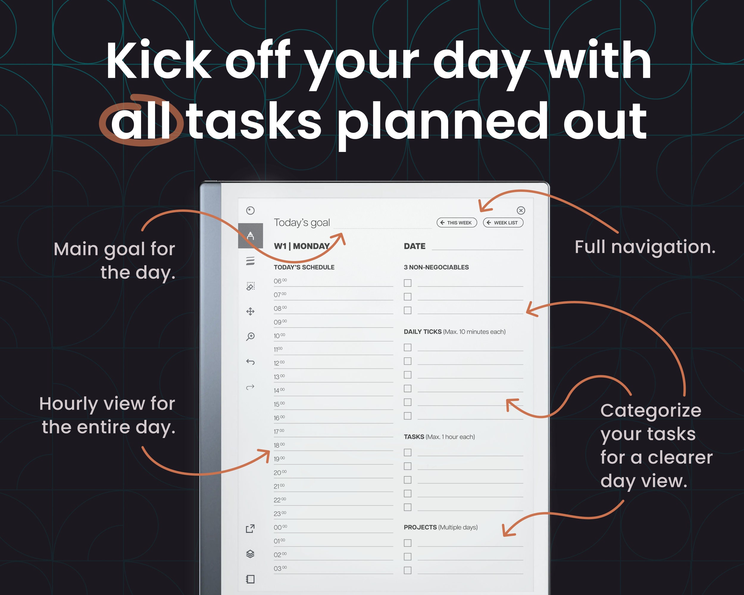 Remarkable 2 Weekly Planner Bundle, Hyperlinked Productivity & Meal ...