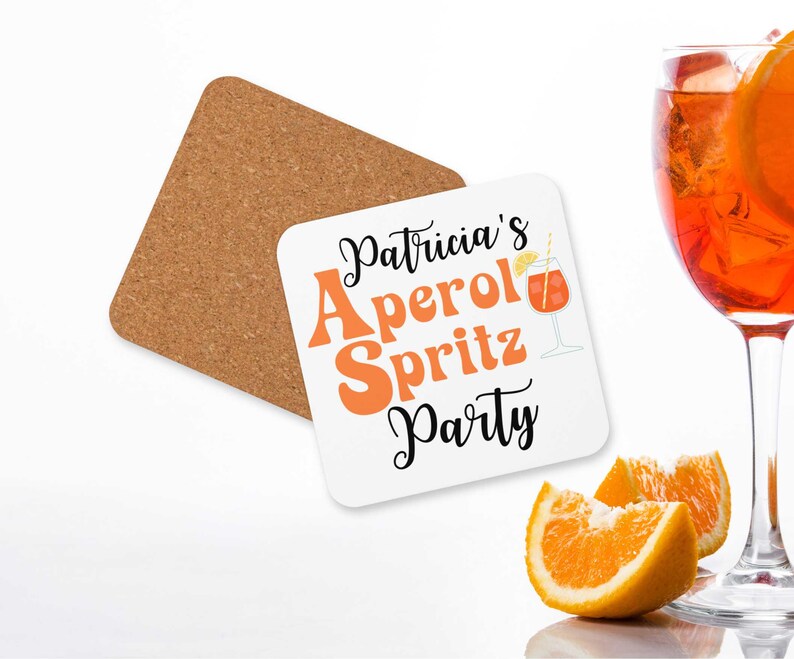 Custom Aperol Spritz Coaster, Theme Bridal Shower Decor, Cocktail Party ...