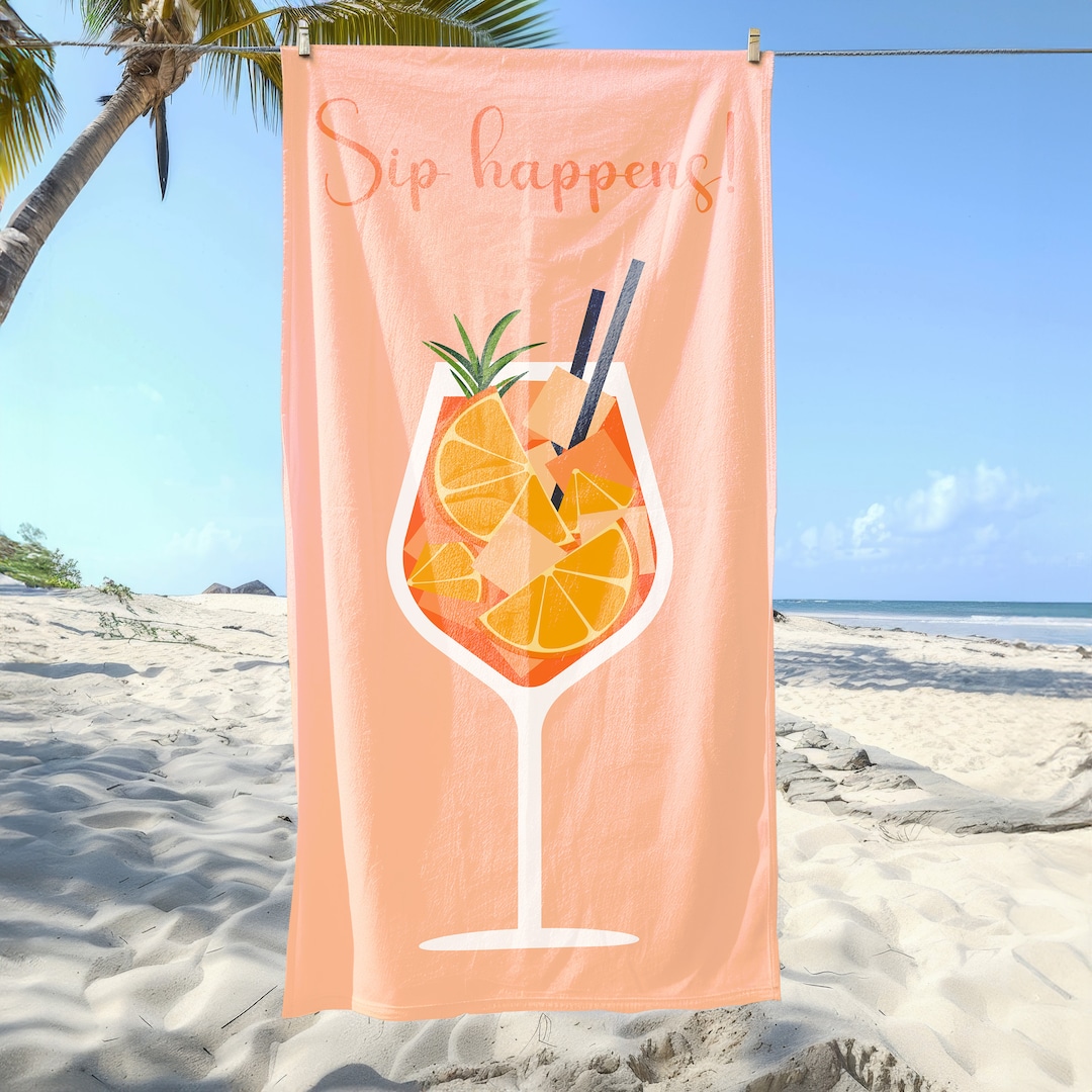 Aperol Beach Towel, Big Orange Beach Towel, 90x180, Aperol Spritz Drink ...