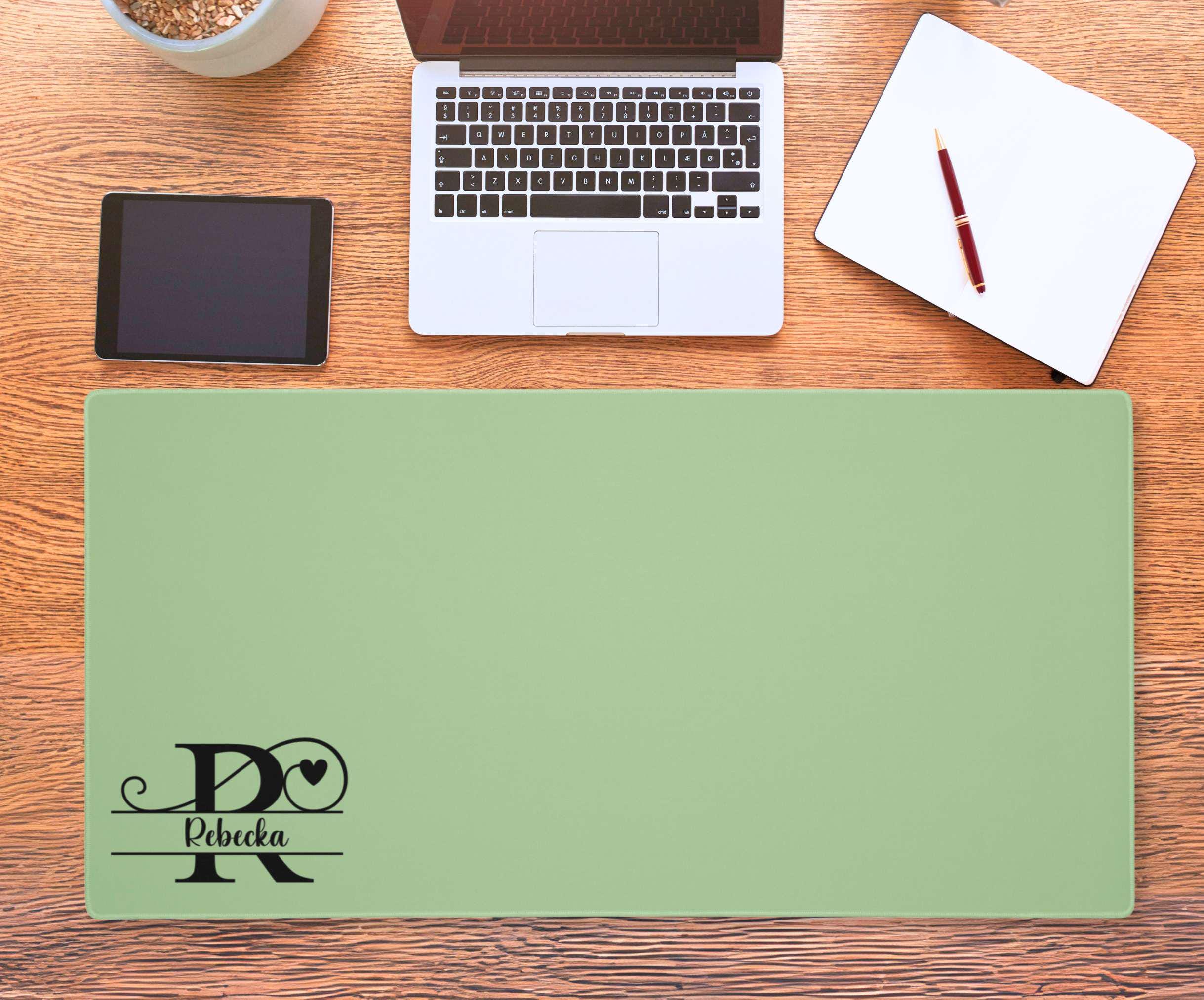 Custom Monogram Desk Mat, Personalized Large Mousepad, Home Office ...