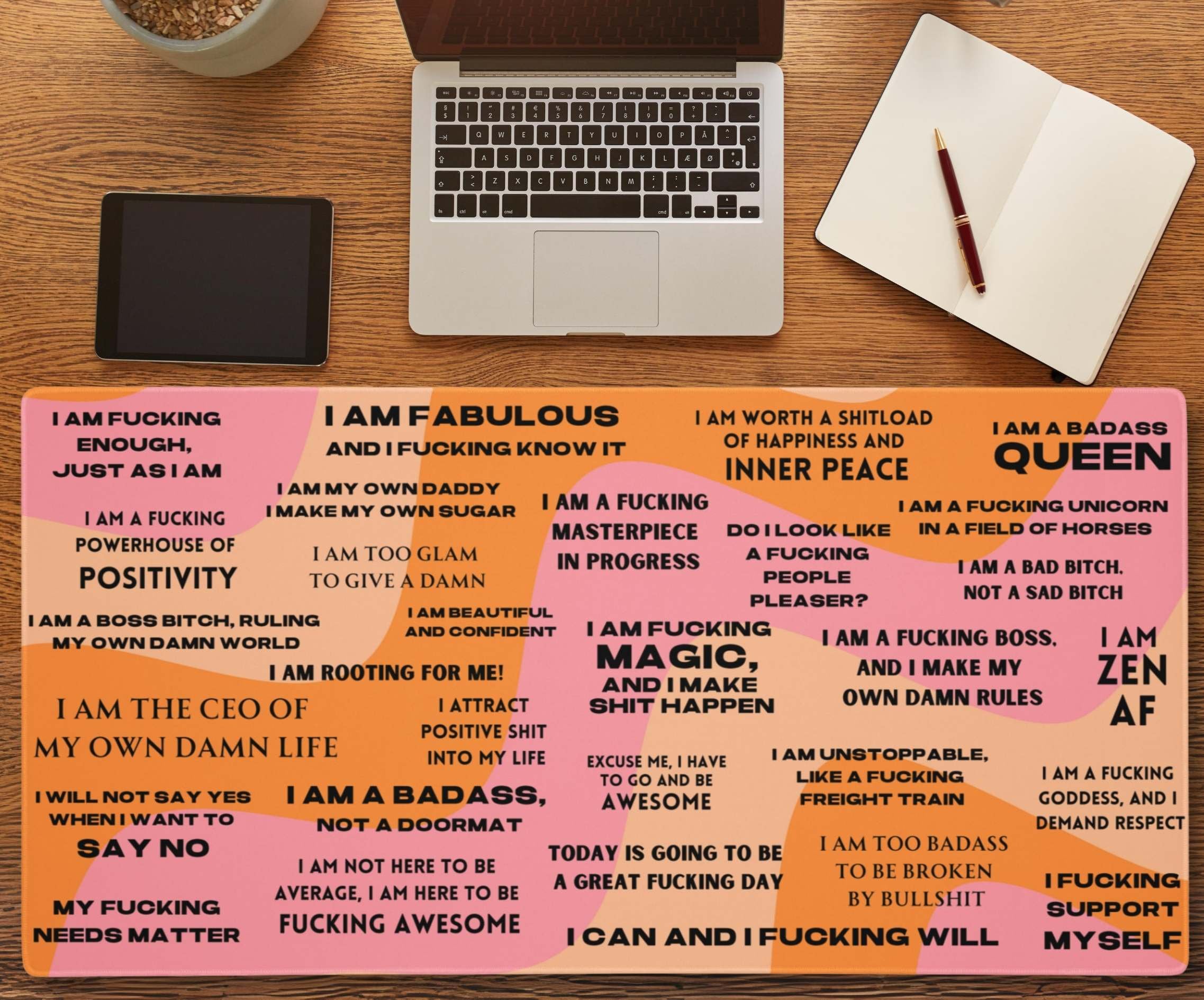 Swear Affirmation Desk Mat, Funny Mental Health Mousepad, Swearing ...
