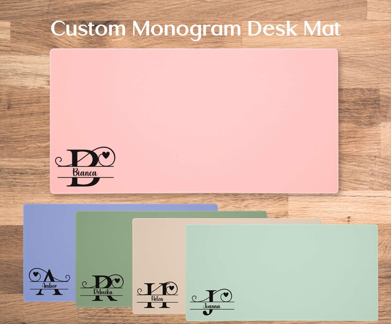 Custom Monogram Desk Mat, Personalized Large Mousepad, Home Office ...