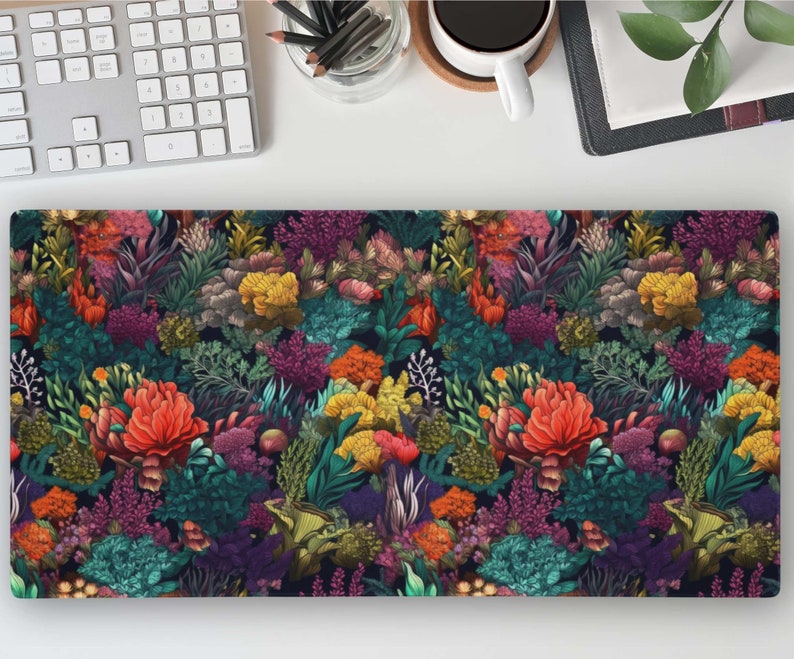Colorful Mousepad Coral Reef Desk Mat Vibrant Garden Deskmat Large ...