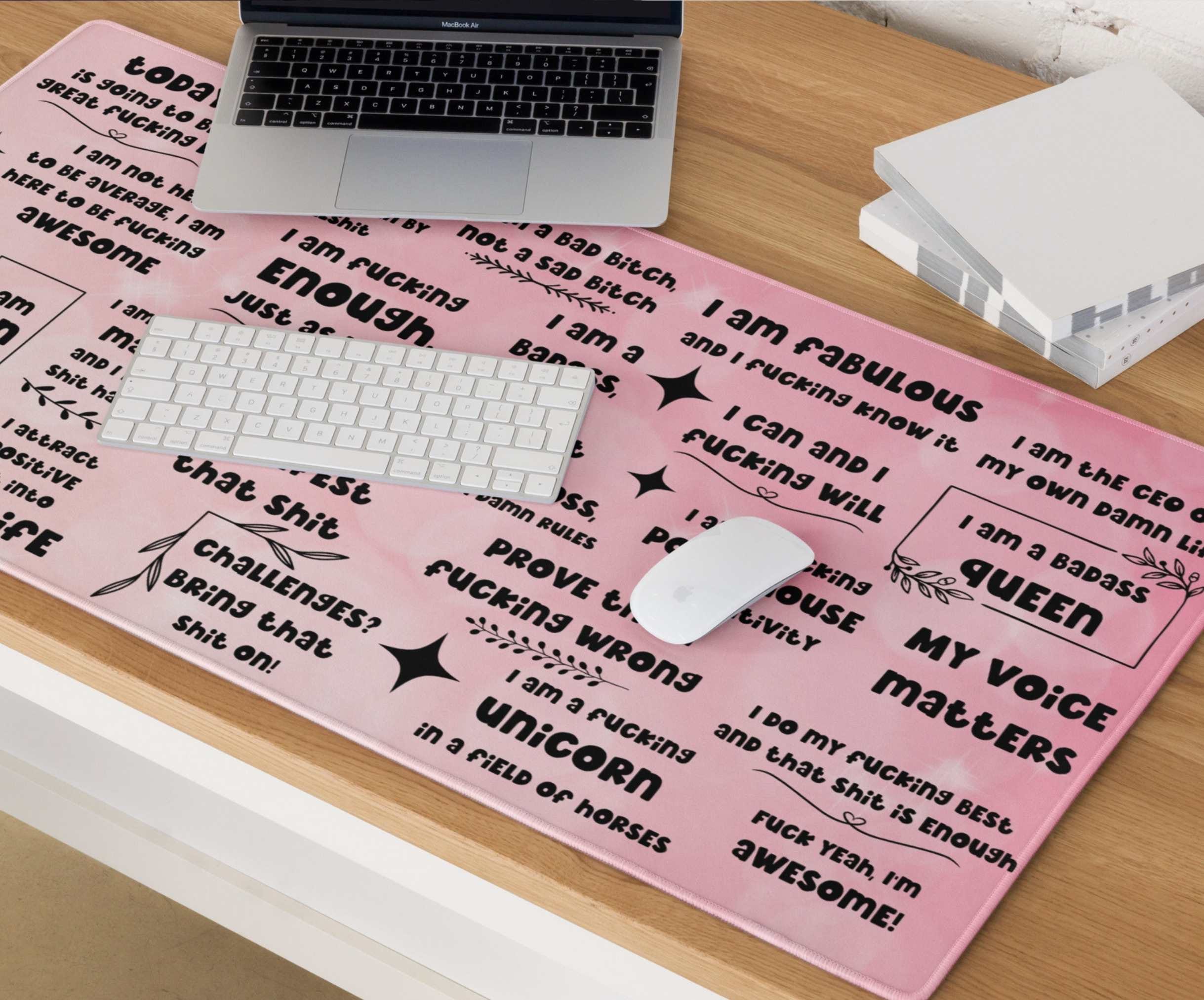 Sweary Desk Mat, Funny Affirmations Mousepad, Women Gaming Pad, Mental ...