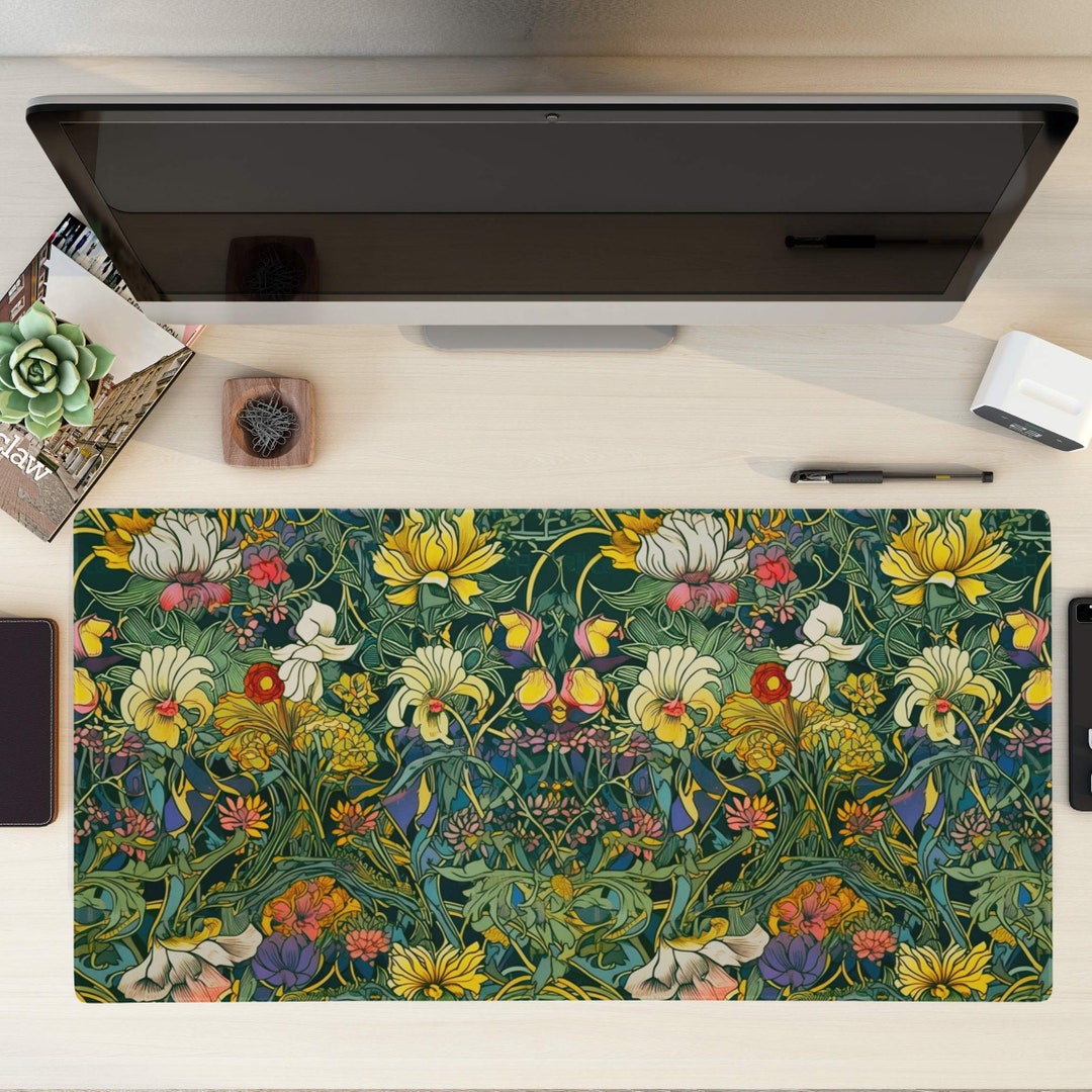 Colorful Botanical Desk Mat, Vibrant Nature Mouse Pad, Wildflower ...