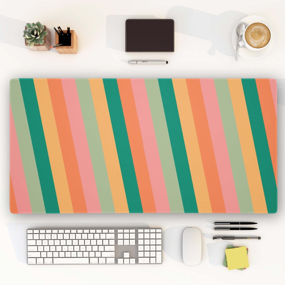 Colorful Stripy Desk Mat, Vibrant Retro Mouse Pad, Aesthetic Gaming Pad ...