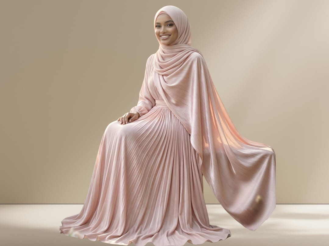 Dusty Pink Satin Crinkle Hijab: Luxe Elegant Soft Texture - Etsy