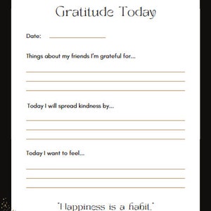 Gratitude Daily Journal Pages With Prompts - Etsy
