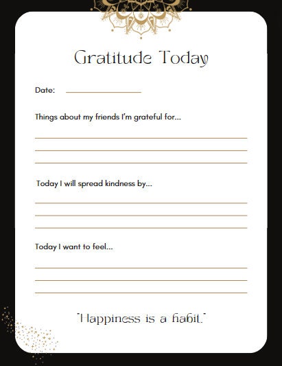 Gratitude Daily Journal Pages With Prompts - Etsy